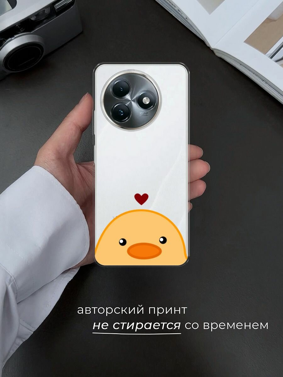 Чехол на Itel S24 / Ител S24 с принтом "Влюблённая уточка - 14 февраля", прозрачный — фото 1
