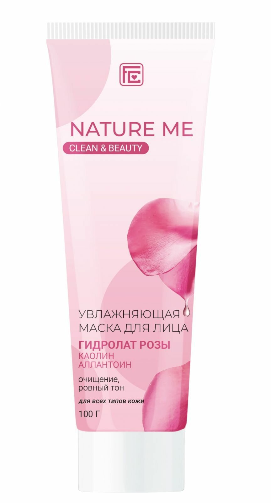 Маска для лица Family Cosmetics Nature Me, увлажняющая, гидролат розы, 100 г