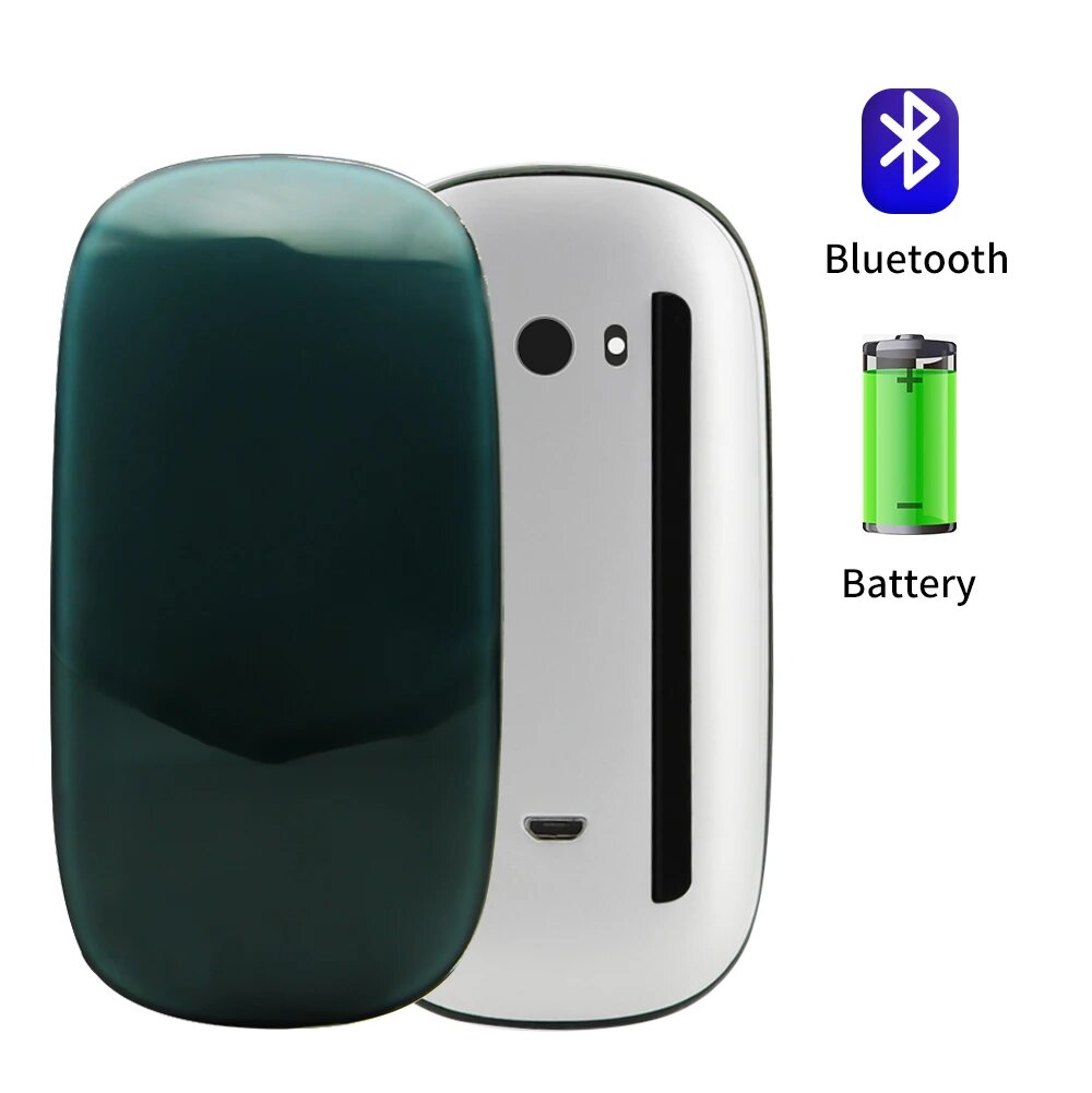 Волшебная мышь для Apple, беспроводная Bluetooth перезаряжаемая эргономичная мышь Mause, бесшумная дуга, мышь с сенсорным управлением для Microsoft Mac iPad PC, green