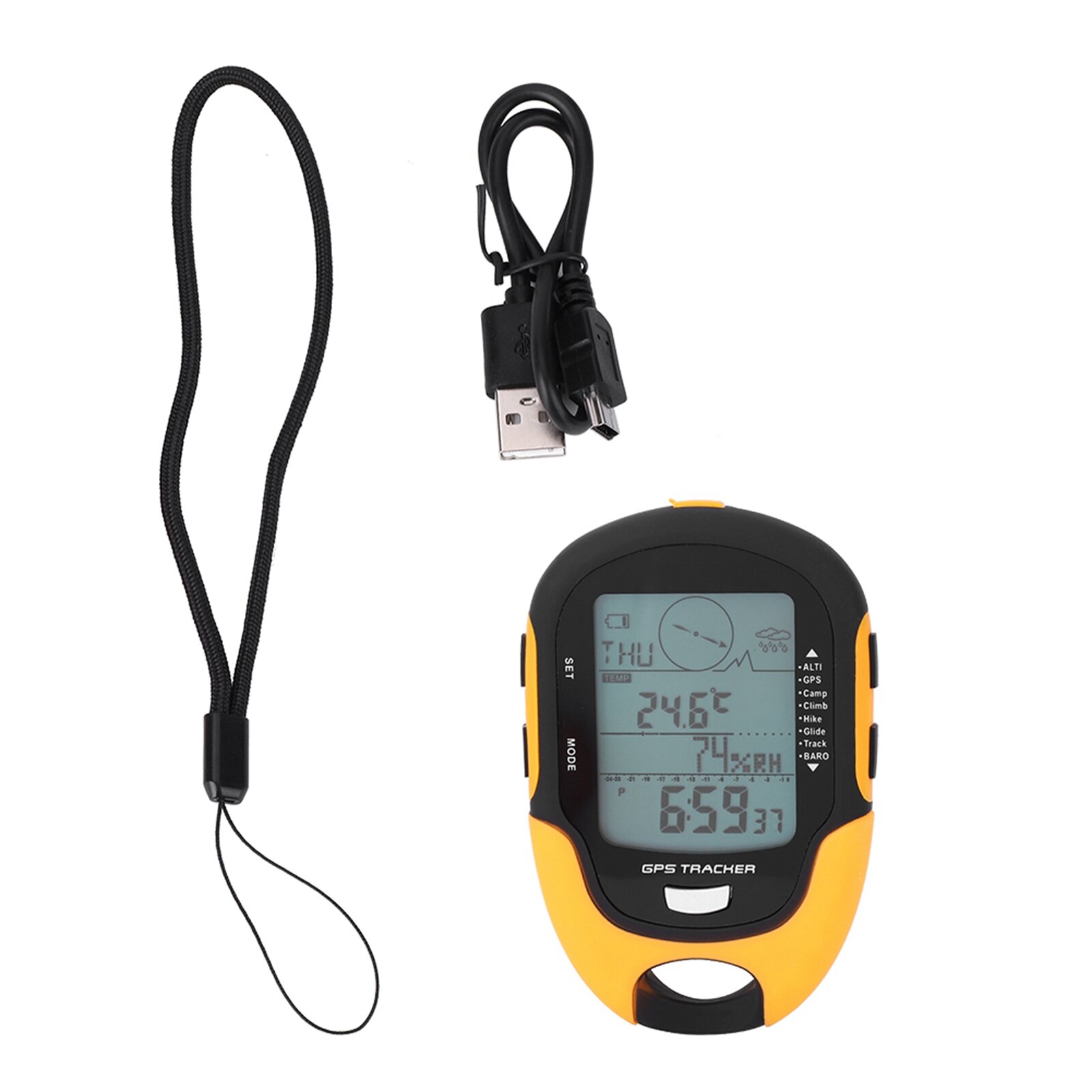Digital Altimeter, Thermometer, Navigation USB Rechargeable Outdoor Sport for Camping Climbing Hiking