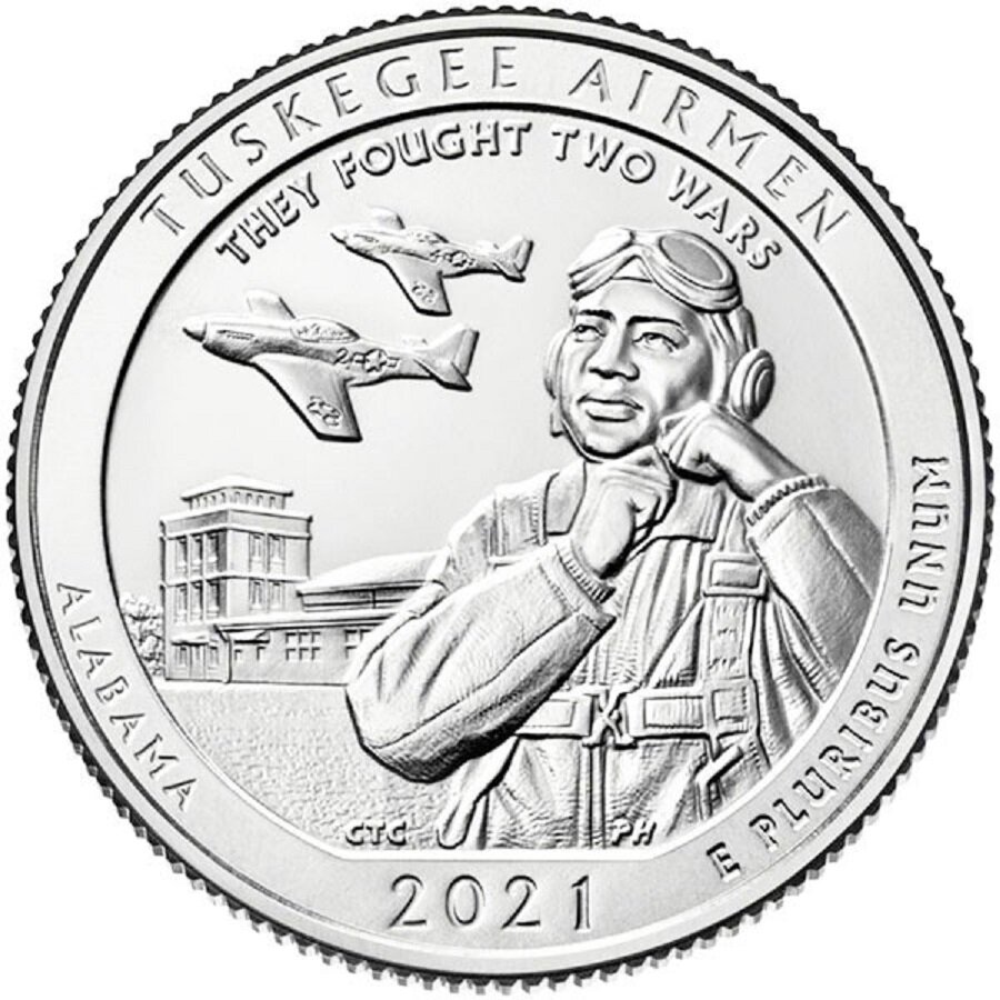Монета номиналом 25 центов США, Алабама, 1 февраля 2021 г. Состояние UNC (25С-113)