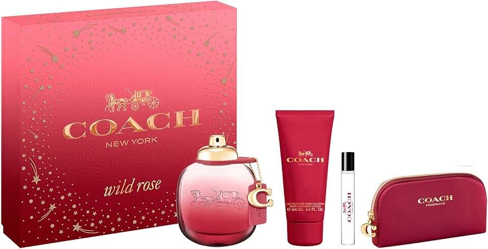 Coach Wild Rose set парфюмерная вода 90 мл + лосьон для тела 100 мл + косметичка, Парфюмерный набор для женщин