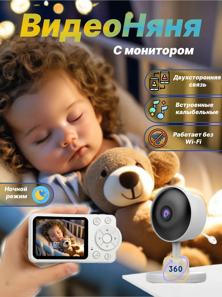 Видеоняня с монитором, радионяня беспроводная, видео няня, радио няня с камерой