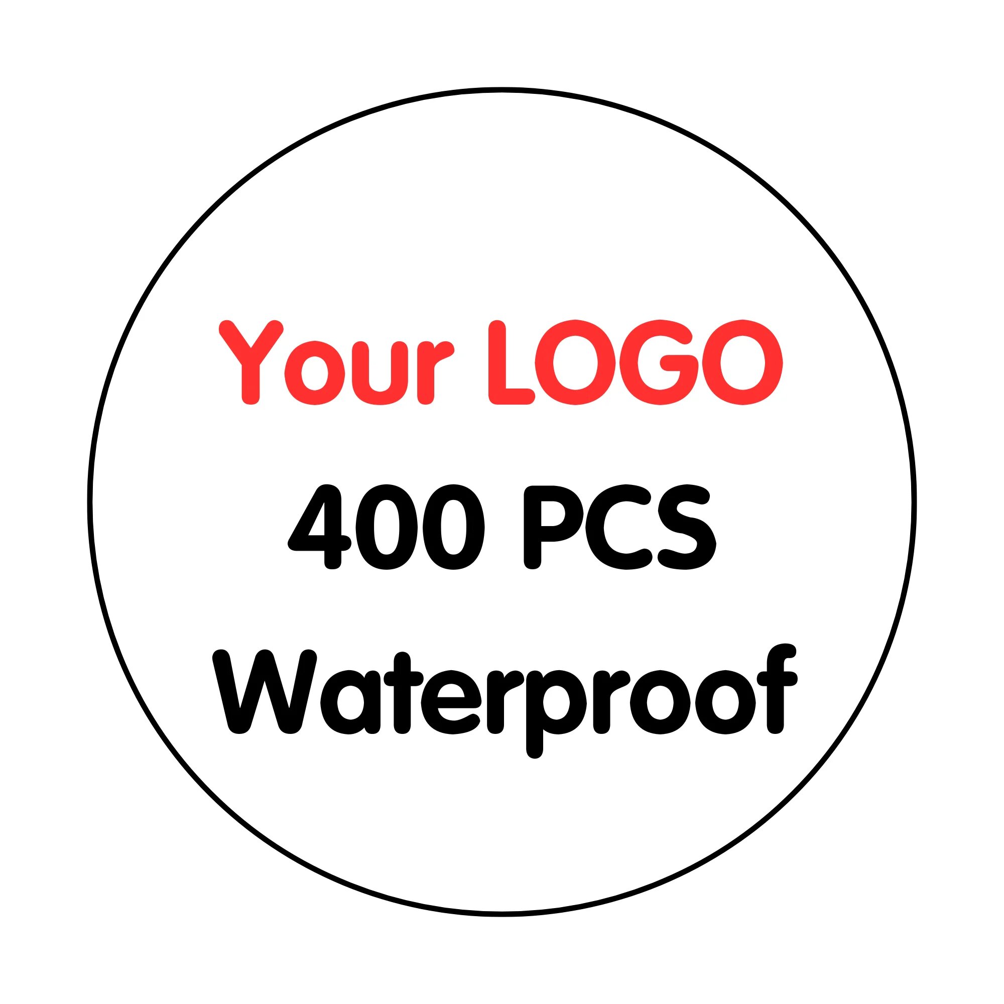 Наклейки круглые 4см, 400 шт, Waterproof, с логотипом
