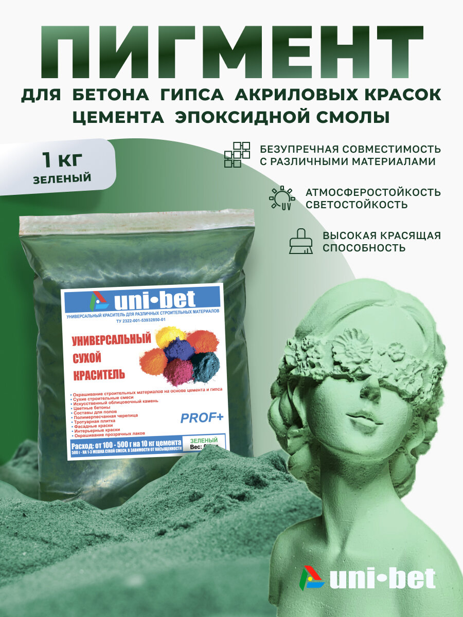 Пигмент для бетона гипса цемента 1кг сухой краситель