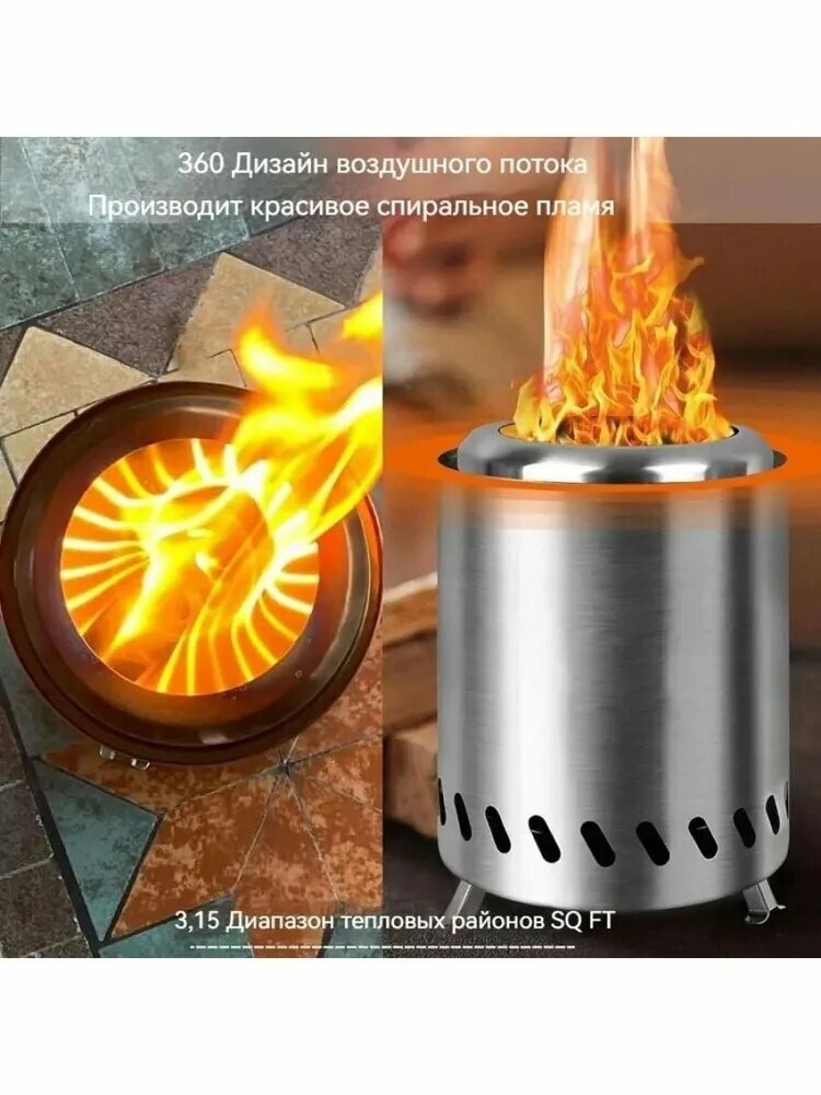 Настольная яма для костра с подставкой, мини-огонь с низким уровнем дыма на открытом воздухе для городских и пригородов, заправлен пеллетами или деревом, нержавеющая сталь