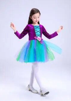 Костюм ведьмы для девочки, полиэстер XXXL, Сиреневый, Лавандовый