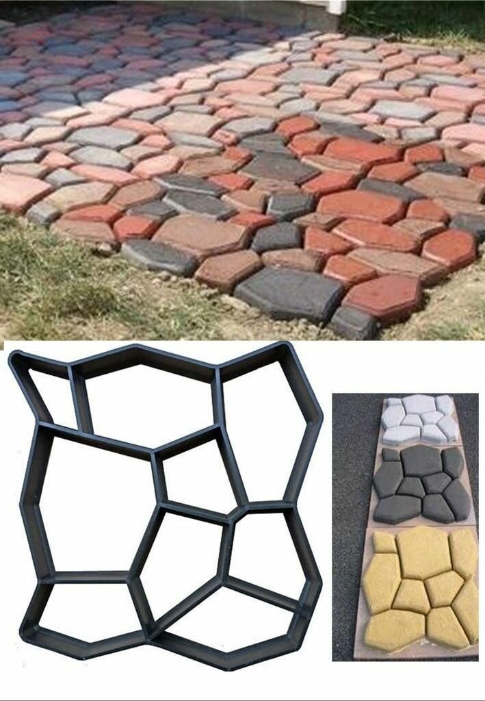 Форма для тротуарной плитки 36х36 см, многоразовая пластиковая опалубка для создания садовых дорожек, патио и газонов своими руками, лёгкая и простая в использовании