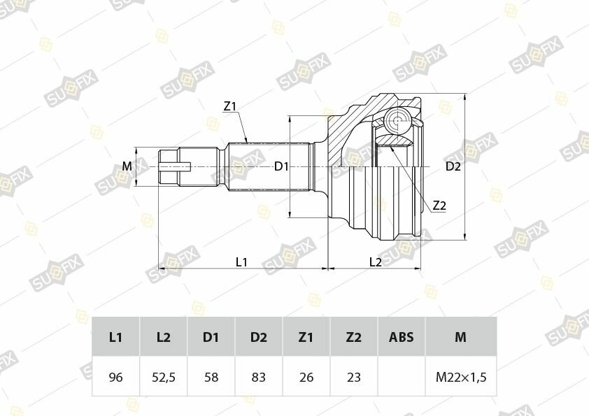 SUFIX ШРУС наружный TOYOTA Corolla 1.4-1.6 00>