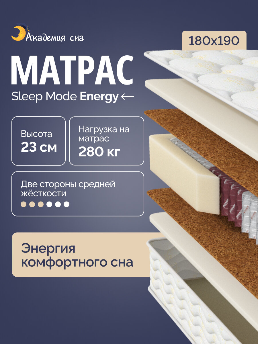 Анатомический матрас 180х190 Sleep Mode Energy, ортопедический, двуспальный