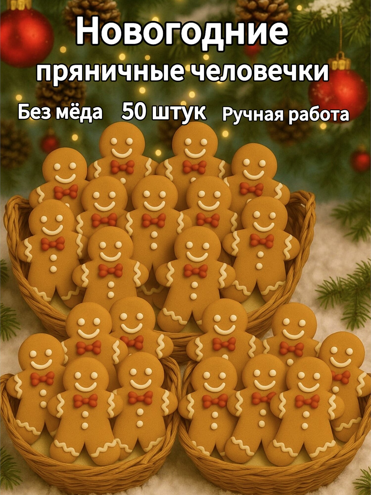Имбирные человечки на день рождения, сладкое угощение , 50 штук