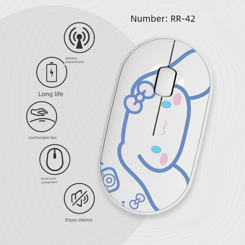 Беспроводная Bluetooth-мышь Cinnamon Dog, бесшумная, милая, подходит для мобильного телефона Huawei Xiaomi, плоский