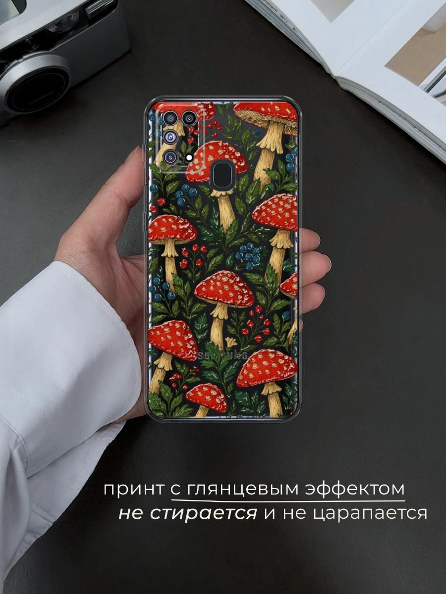 Чехол на Samsung Galaxy M31 / Самсунг Галакси М31 с принтом Мухоморы — фото 1