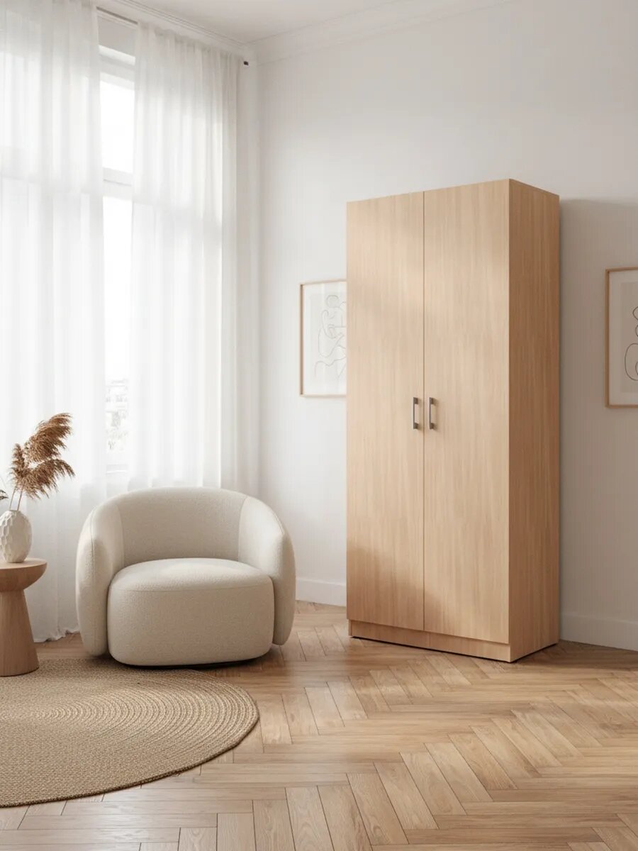 Деревянный шкаф FRESTER с полками распашной для одежды, от производителя