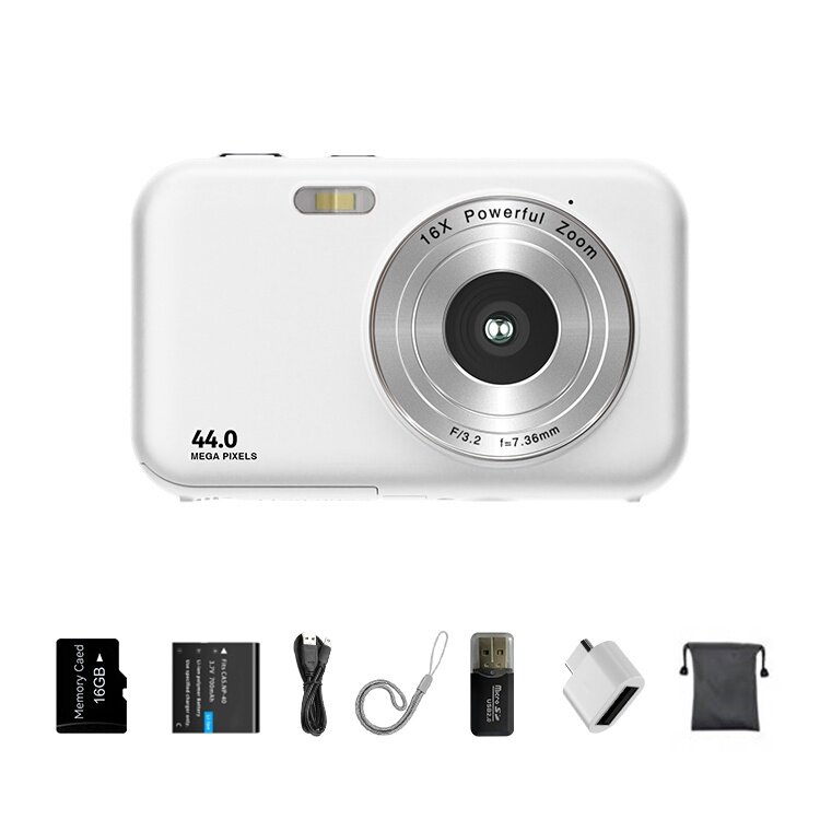 Цифровая камера Rainbow Clan Z106, 64 ГБ, HD, для студентов, винтажная, pink, White, Basic Fixed Focus Model[16G Internal Memory Card]