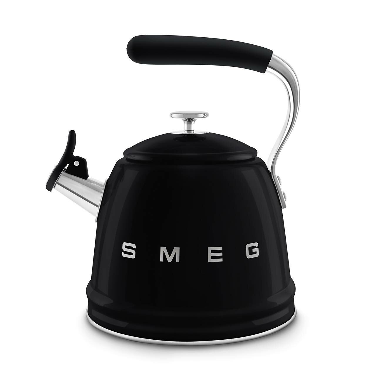 Чайник SMEG CKLW2001BL, черный, со свистком, нержавеющая сталь, 2,3 л