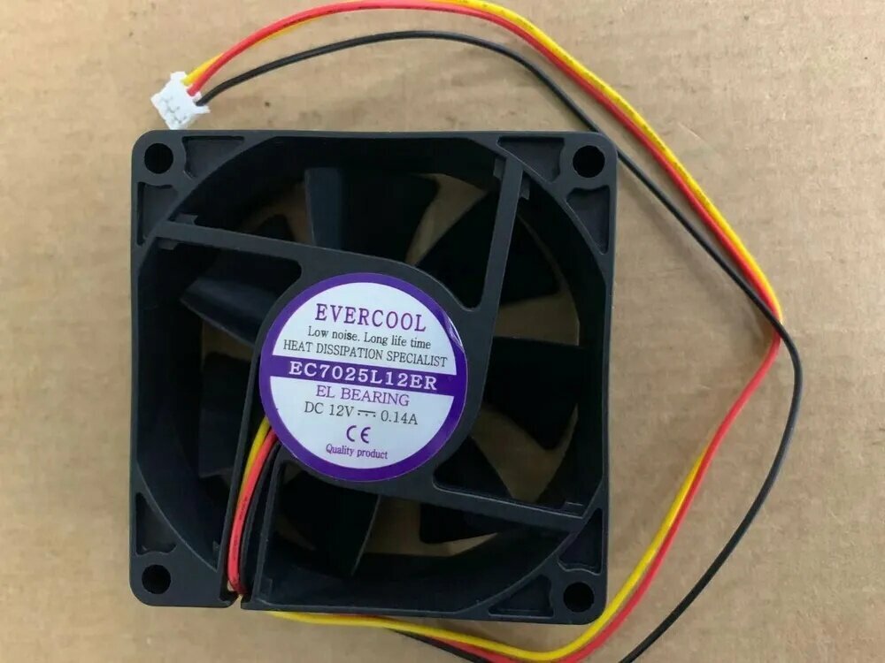 EVERCOOL EC7025L12ER 7см 7025 12V 0.14A 3-проводной вентилятор охлаждения -