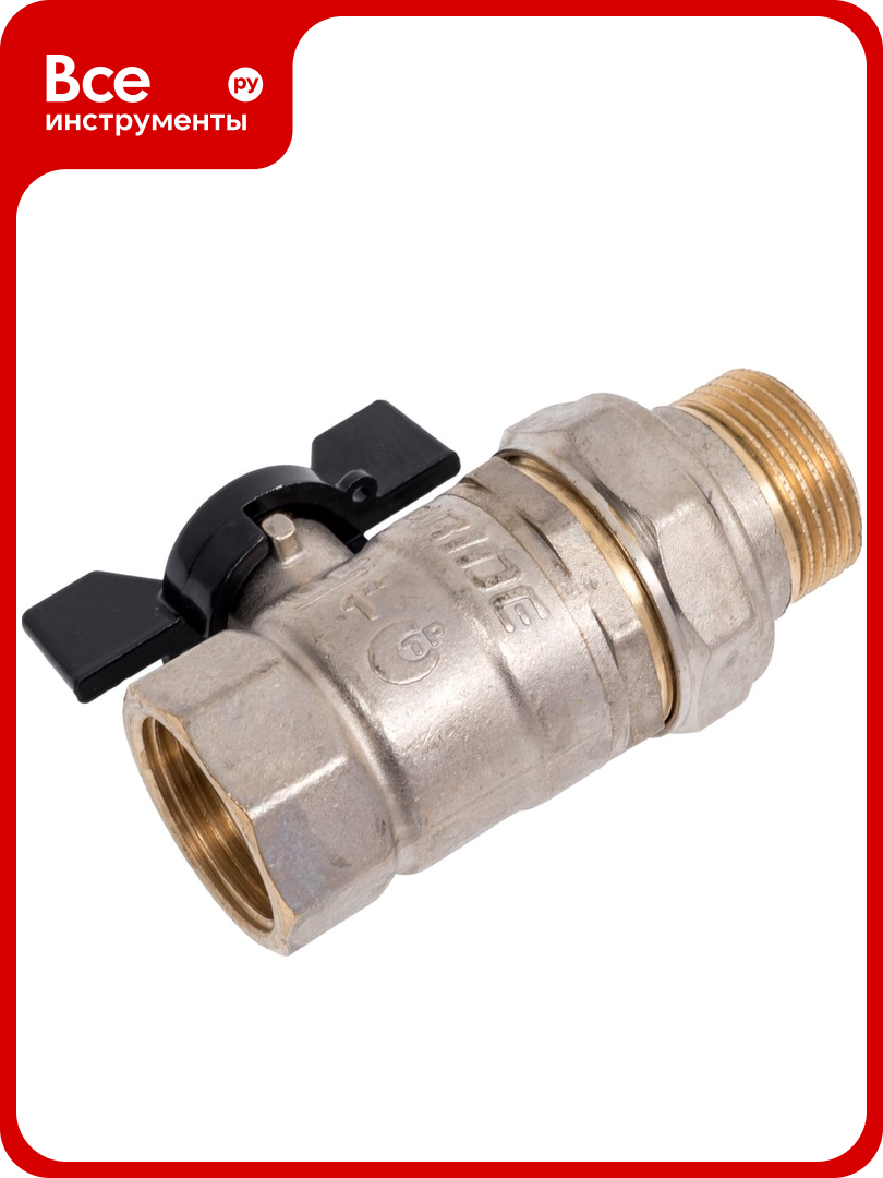 Кран, LD, шаровой латунь никель LD Pride Ду 25 Ру40 ВР американка полнопроходной 007-8019 544843, жидких сред, латунный