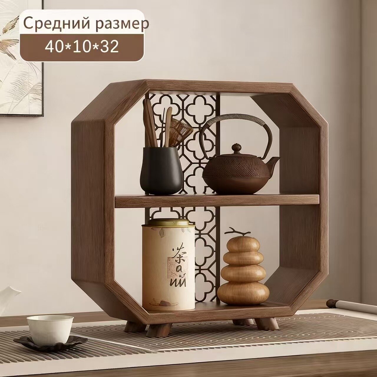Полка угловая деревянная из массива дерева светлого ореха, 40×10×32 см, нагрузка до 20 кг