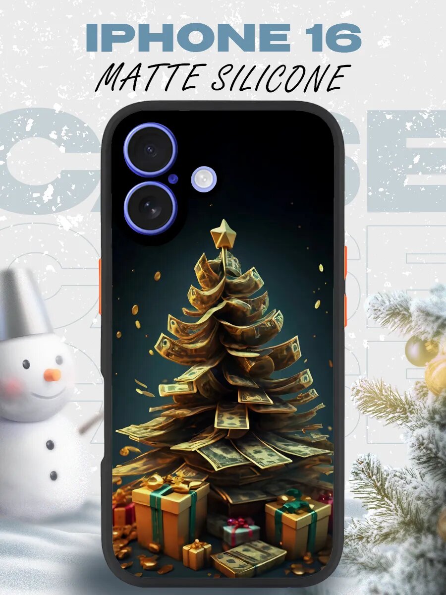 Новогодний силиконовый чехол iPhone 16 елка