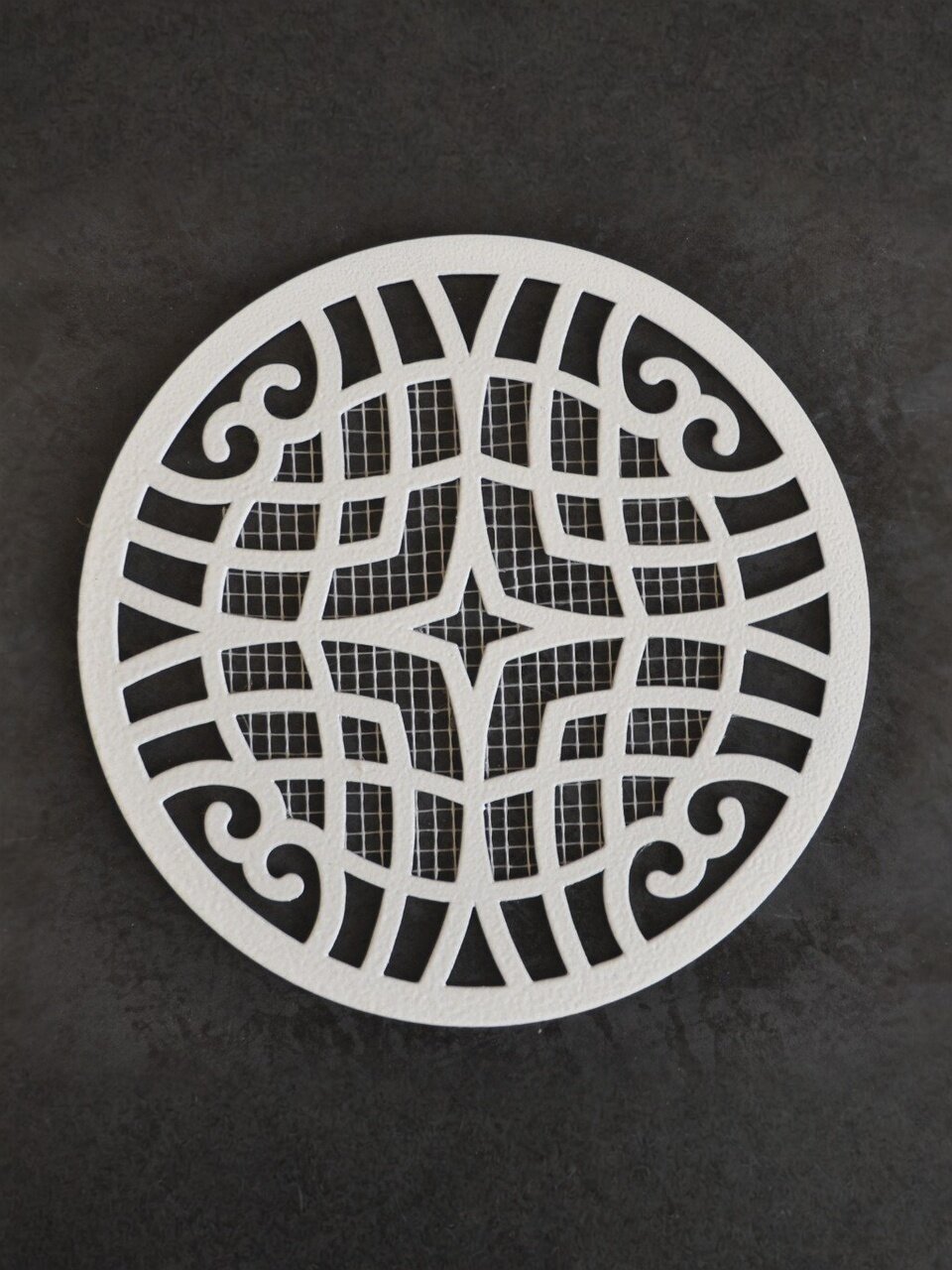 Решетка вентиляционная металл, установочный диаметр 150х195х195 мм, с сеткой, потолочная, белая, Event