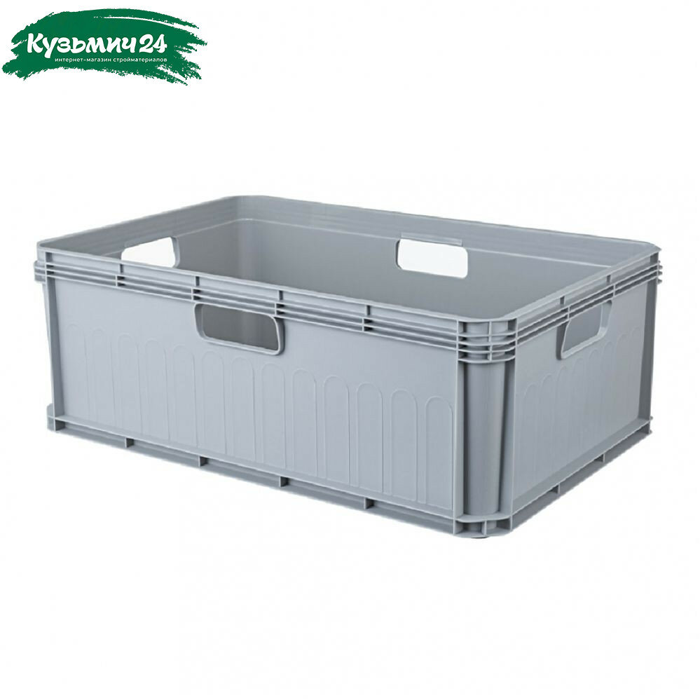 Ящик универсальный Бытпласт Евробокс, серый, 220х400х600 мм, 45 л