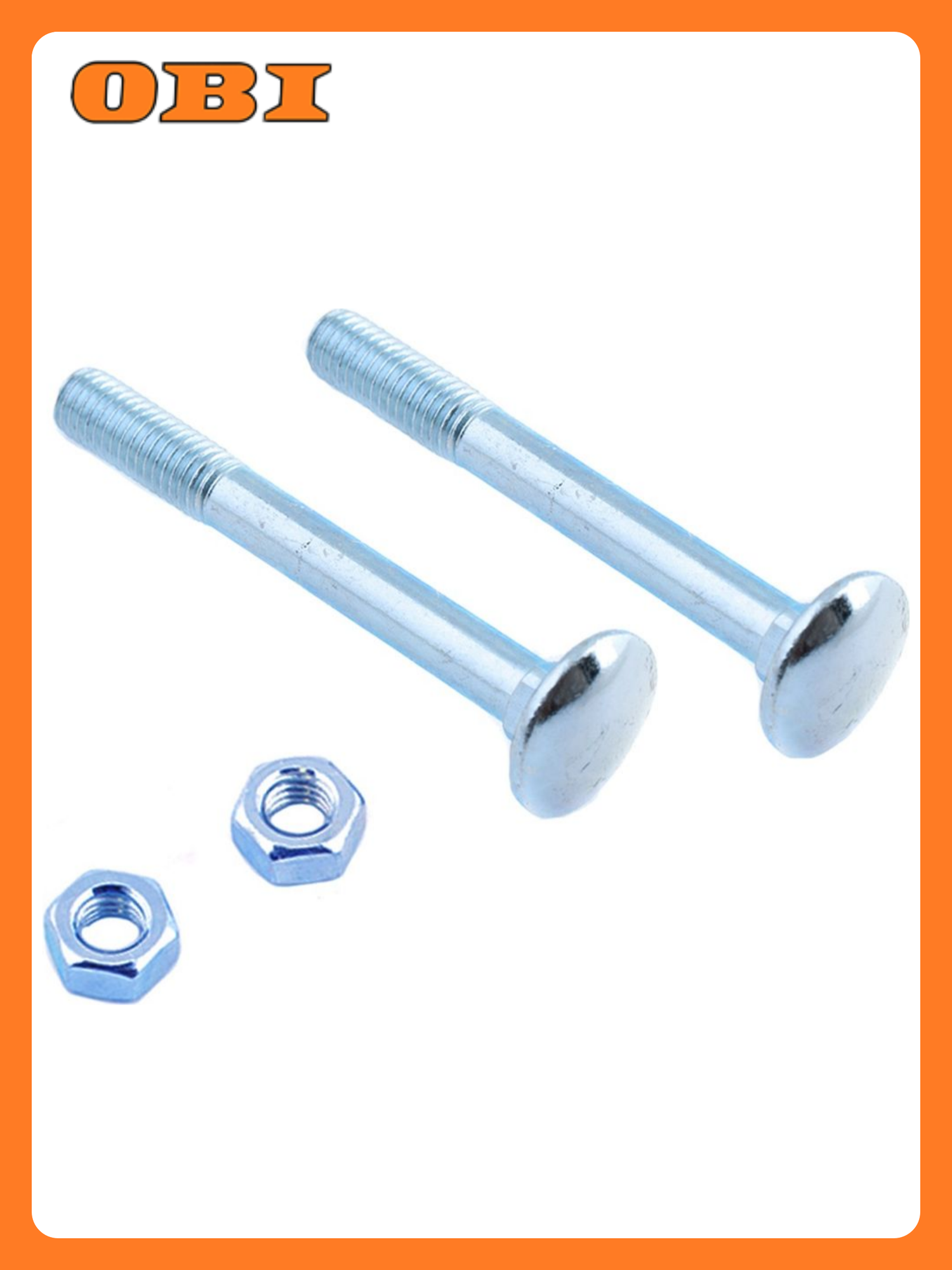 Болт мебельный ELEMENT DIN 603, сталь, оцинкованный, с гайкой, 8x90 мм, 2 шт