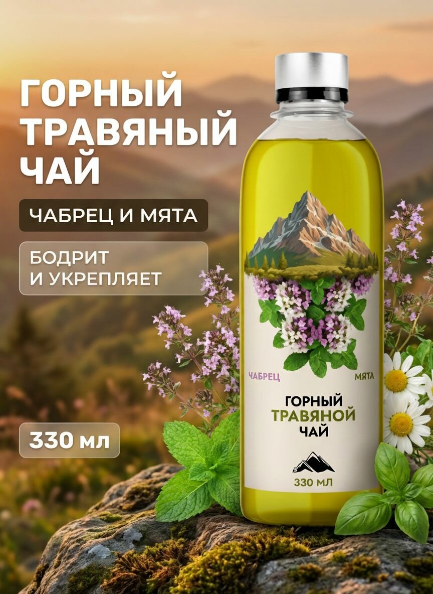 Горный травяной чай Чабрец и мята, 330 мл