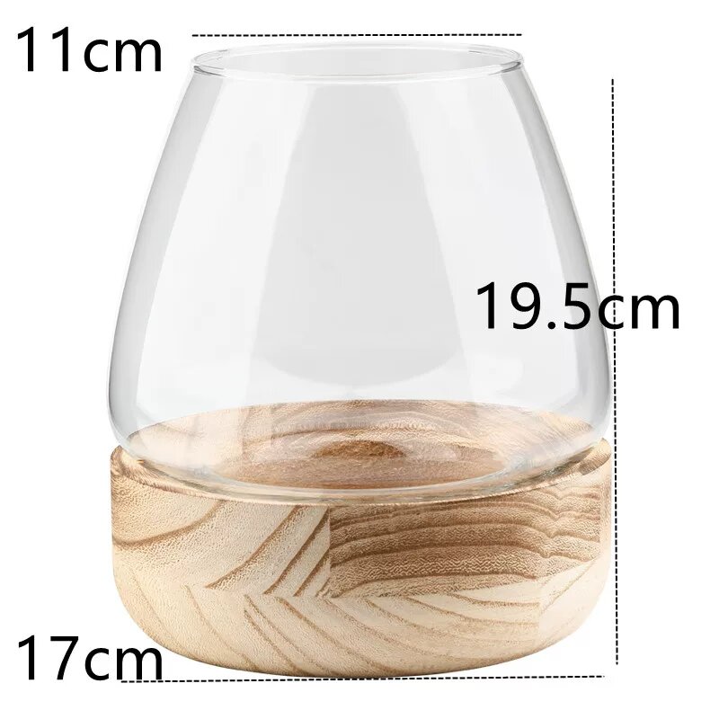 Креативная экологическая ваза для бутылок с рыбой, роскошная круглая настольная ваза с деревянным дном, небольшой