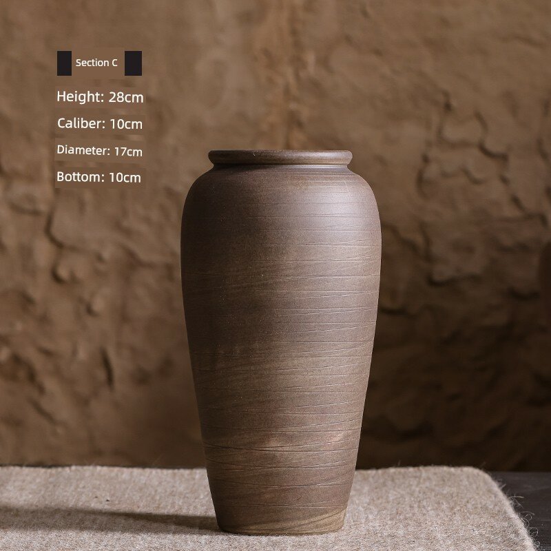 Винтажная деревенская керамическая ваза в японском стиле Дзен, глиняный горшок ручной работы, китайский стиль, для