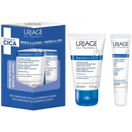 Подарочный набор Uriage Bariederm (крем для рук + бальзам для губ)
