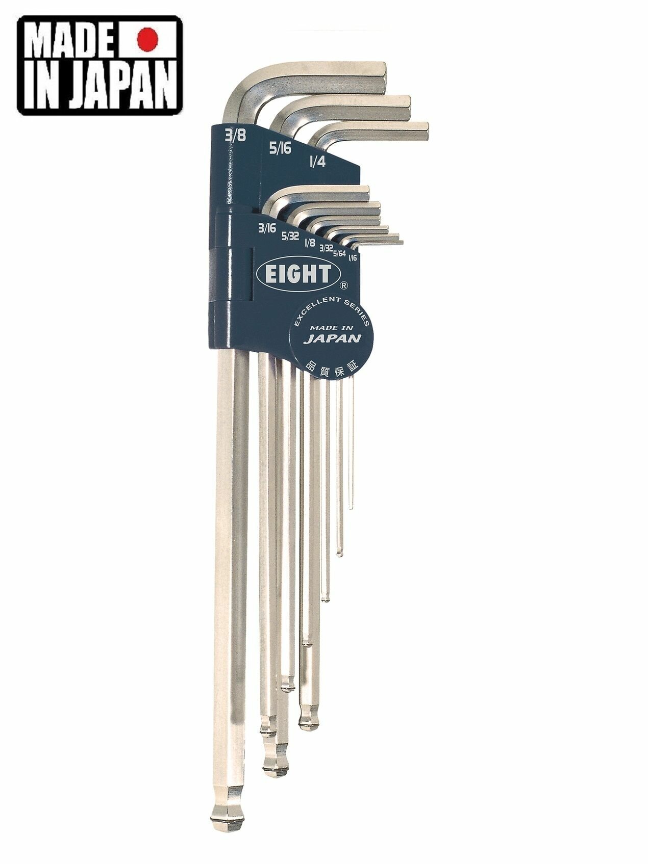 Дюймовый размер. Сделано в Японии набор профессиональных шестигранных ключей EIGHT BCT-S9Z HEX с головкой FIT RING (Функция захвата болта)