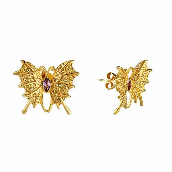 Серьги ELEMENT47, серебро, 925 проба, сапфир, аметист