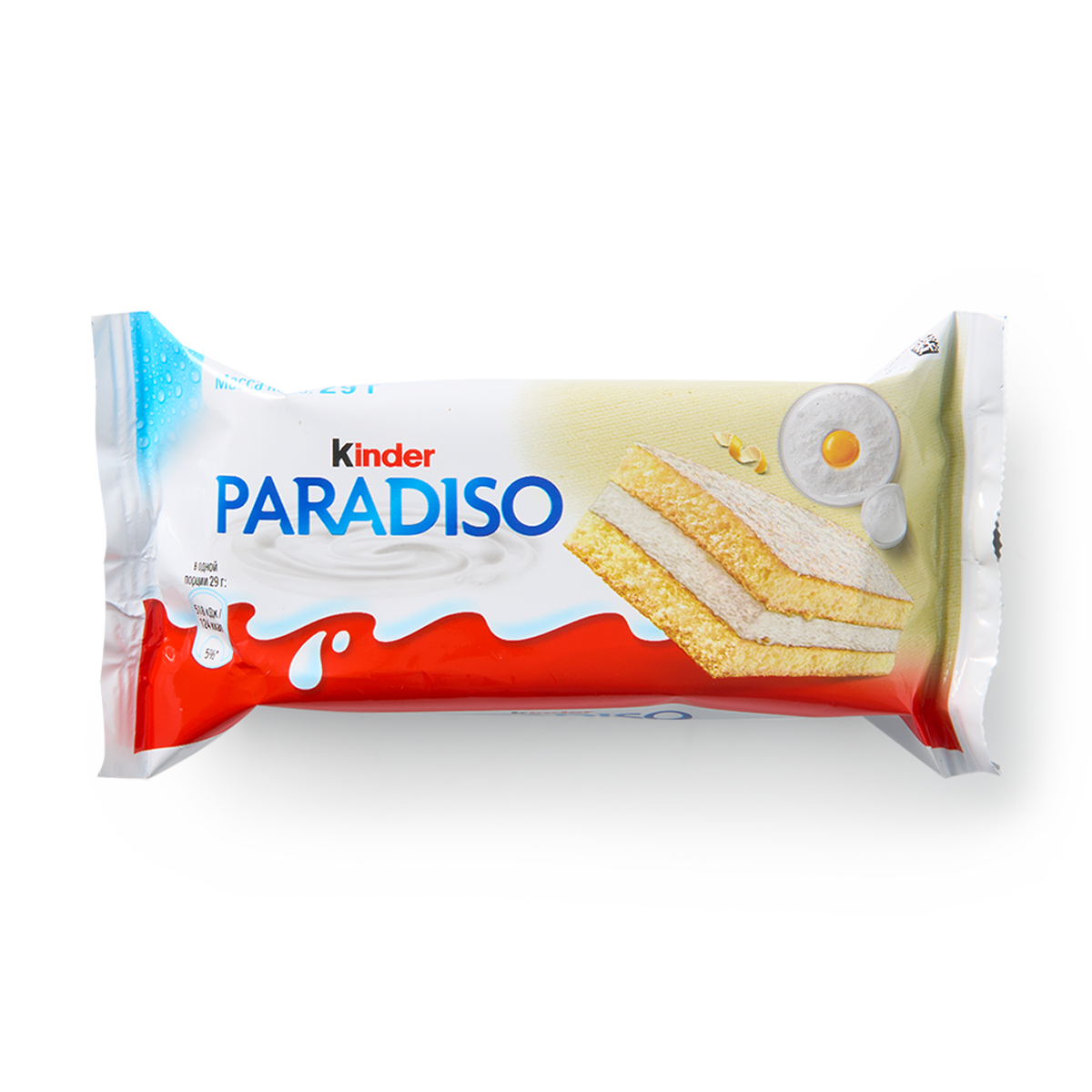 Пирожное бисквитное Kinder Paradiso с молочной начинкой и вкусом лимона