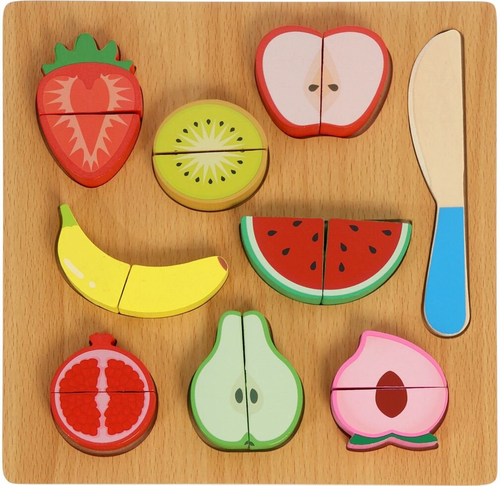 Игровой деревянный набор продуктов "Фрукты", сюжетно-ролевой комлект юный повар, игрушка сортер половинки