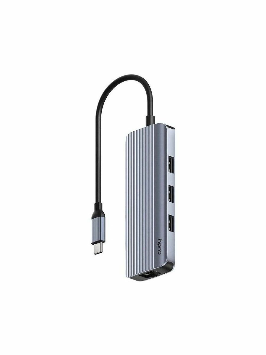 Разветвитель USB-C Cudy UH606 3порт. серебристый