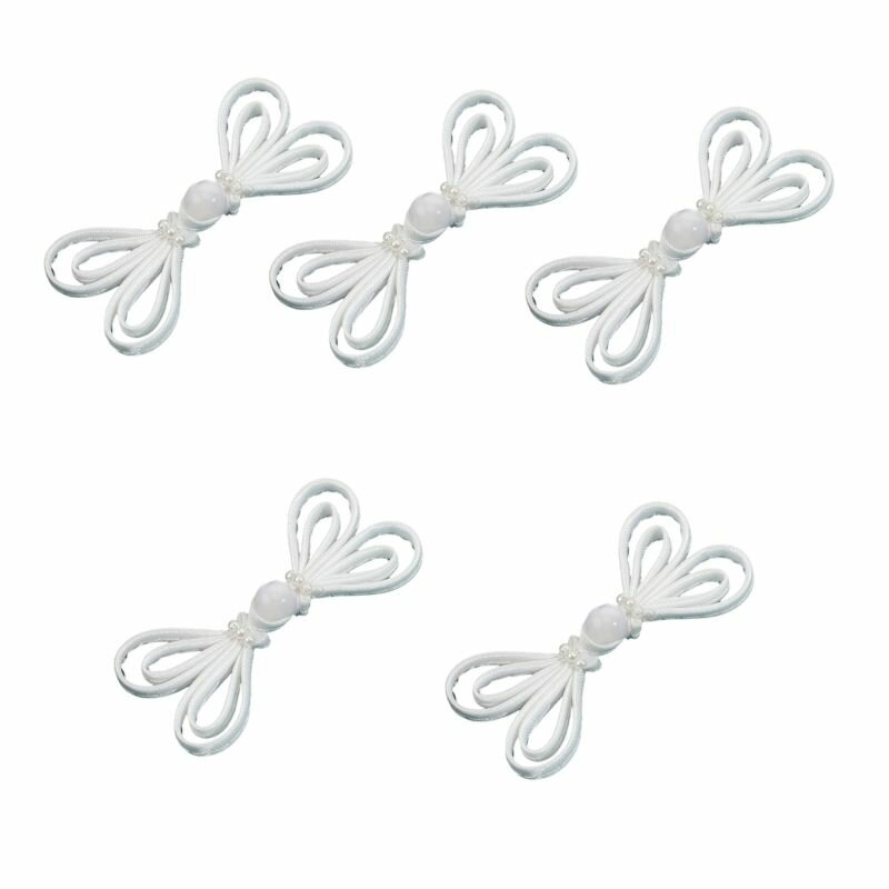 5 нефритовых бусин Hanfu с пряжками из Ткани-бабочки-белый