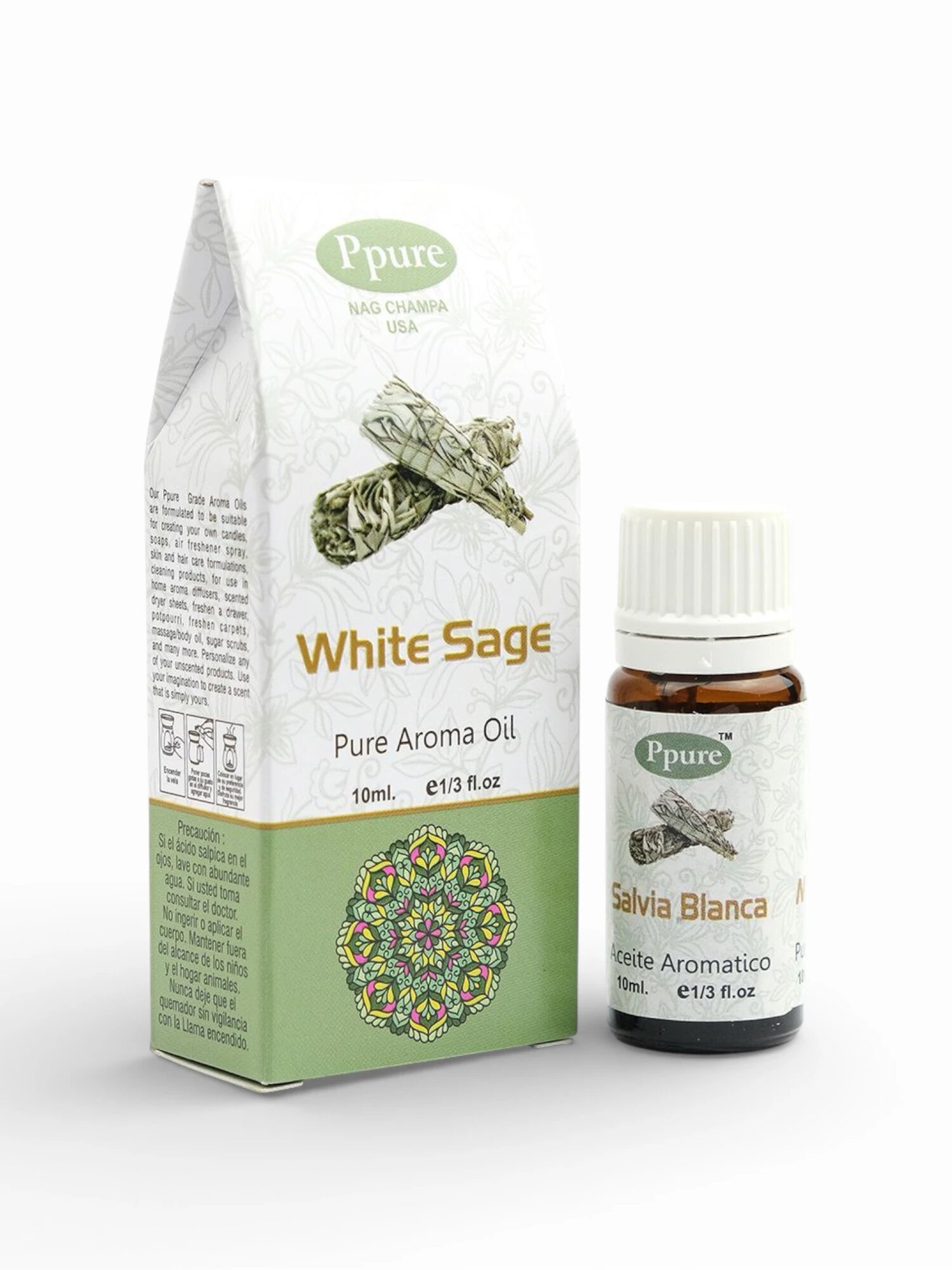 WHITE SAGE Pure Aroma Oil, Ppure (белый шалфей чистое ароматическое масло, Ппьюр), 10 мл.