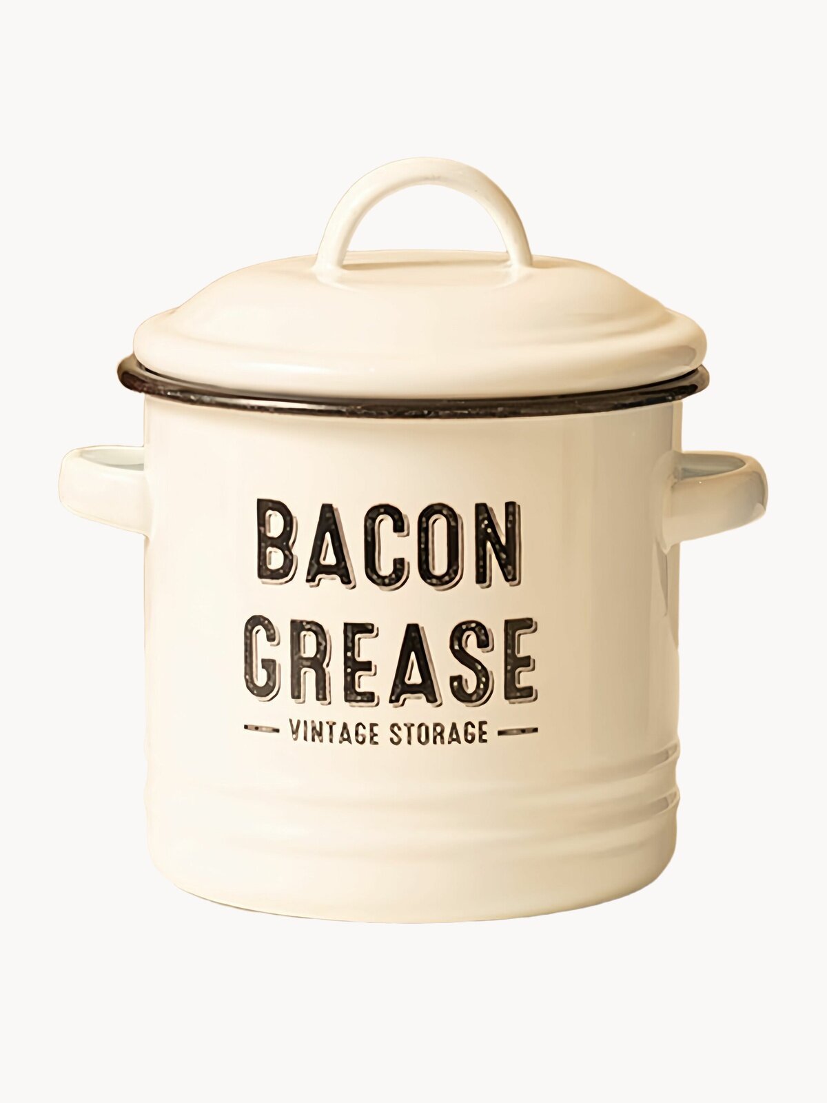 Эмалированный масляный контейнер, с крышкой, большой объем, бел