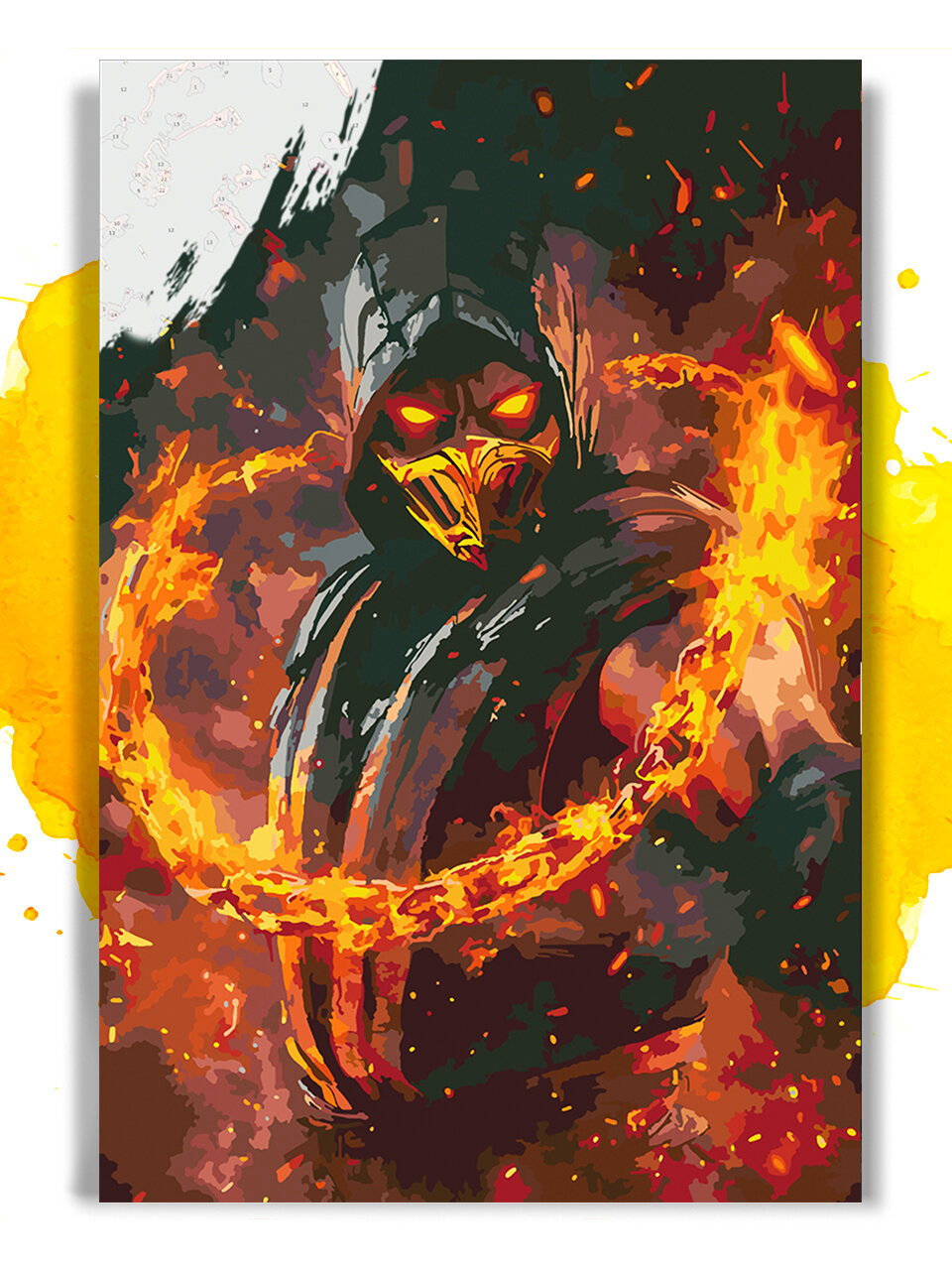 Картина по номерам на холсте Mortal Kombat - Скорпион, 40 х 60 см