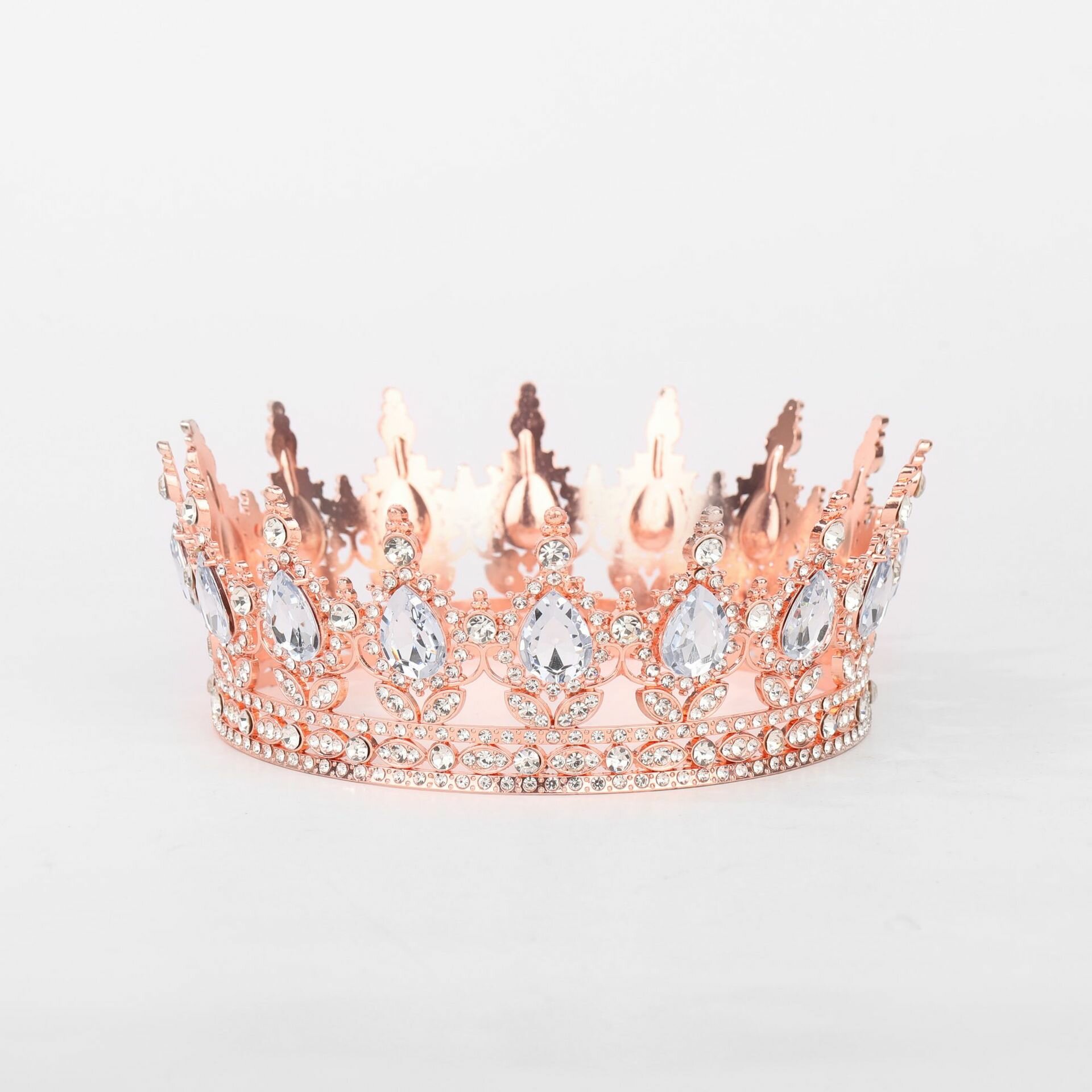 Кросс-бордерные европейские и американские стильные винтажные цветные кристаллические круглые большие короны барокко принцессы свадебные аксессуары для волос