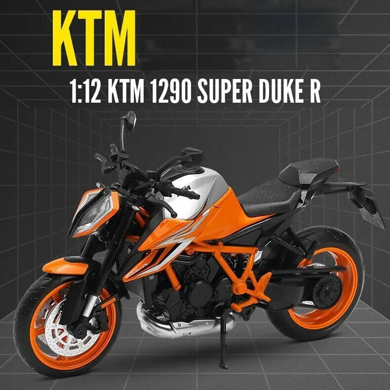 Машинка металлическая KTM 1290 Super Duke R (1:12), игрушечная модель мотоцикла для коллекционирования и сюжетных игр