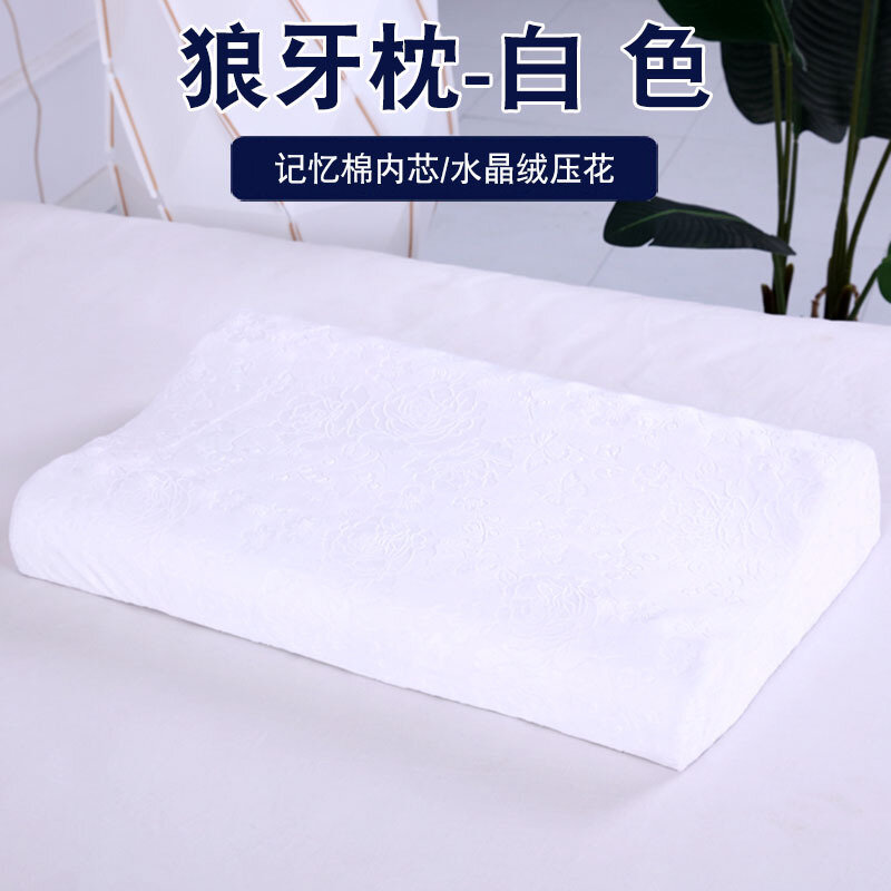 Подушка из памятного пенополиуретана для шеи, 65x40x11 см, белая кристаллическая велюровая оболочка, одиночная подушка