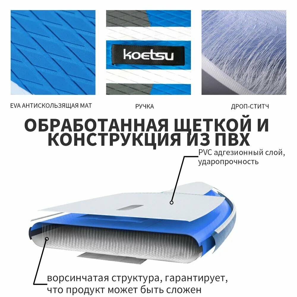 Доска надувная Koetsu Kembara, 450х100х4 см, с подвесным мотором 4 л/с, весло, насос — фото 1