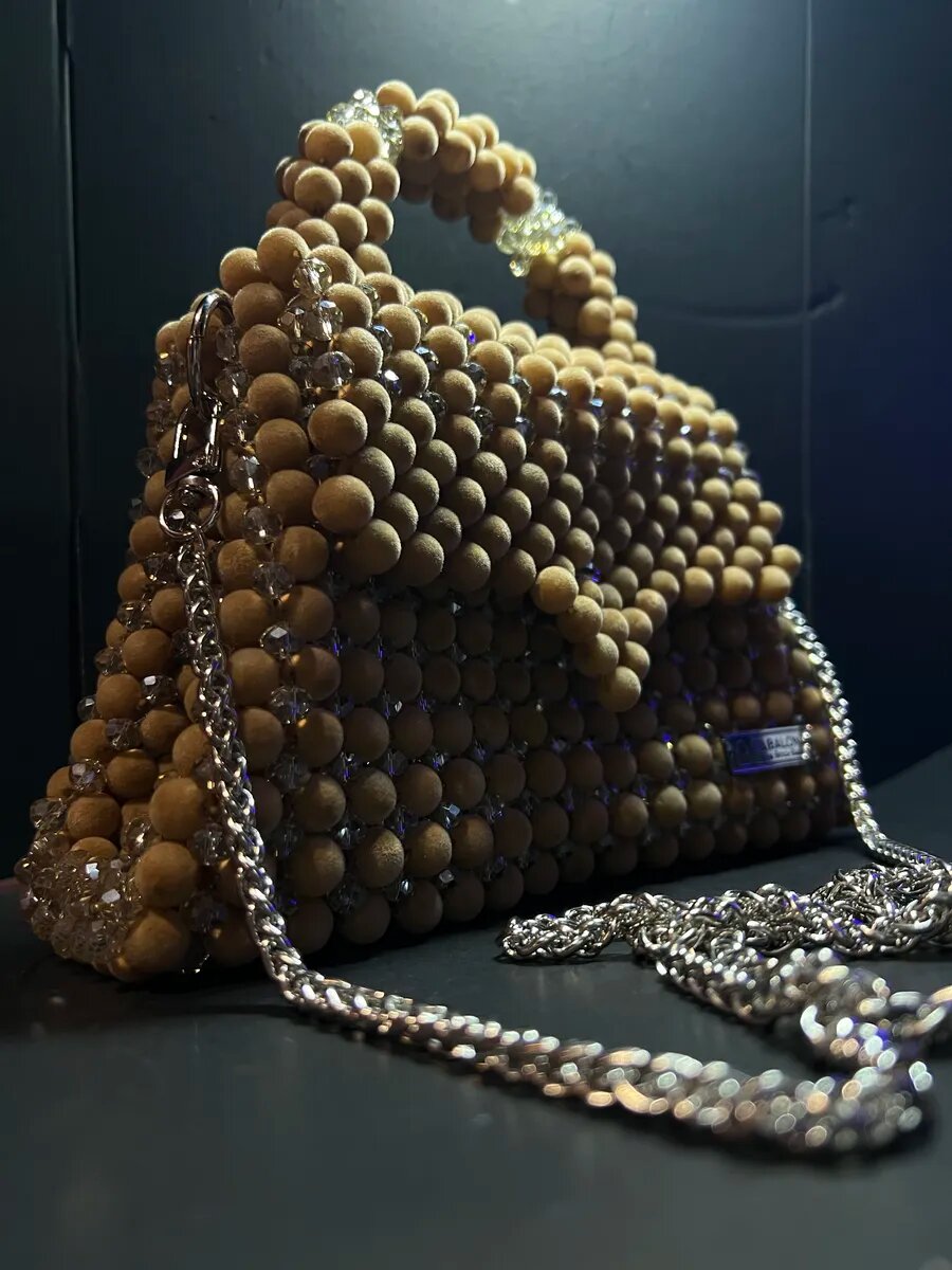 Сумка BABALOND BABALENCIAGA, фактура бархатистая, бежевый