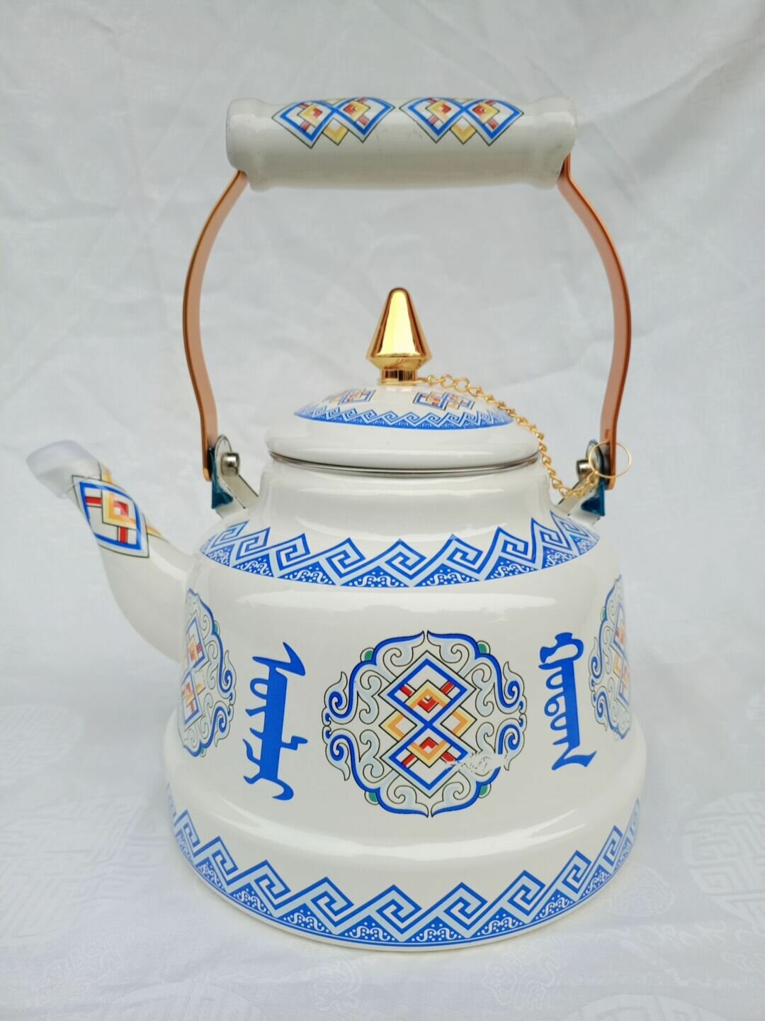 Эмалированный горшок, тибетский этнический стиль, чайный набор, восемь благоприятных домашних чайников, масленка, тибетский стиль, благоприятная масленка
