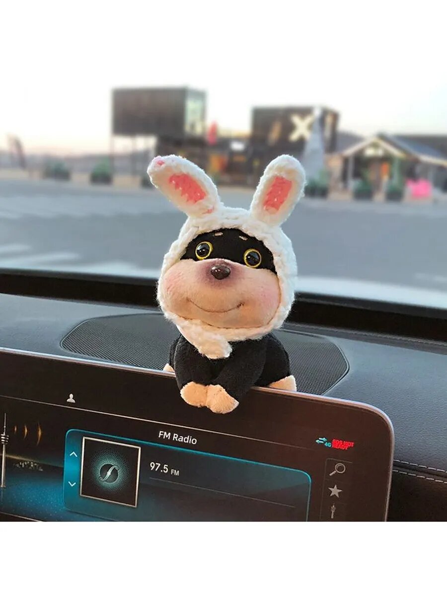 Плюшевая Bee Dog с белыми ушами кролика для машины