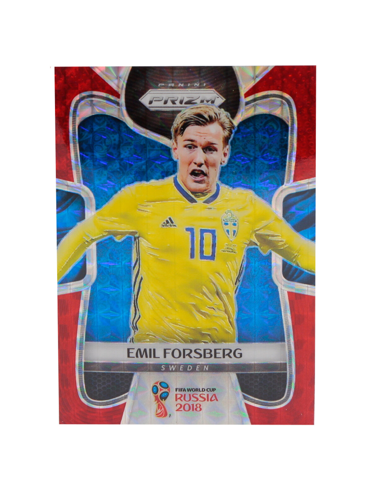 Коллекционная карточка Panini Prizm FIFA World Cup Russia 2018: #235 Emil Forsberg - Red Mosaic