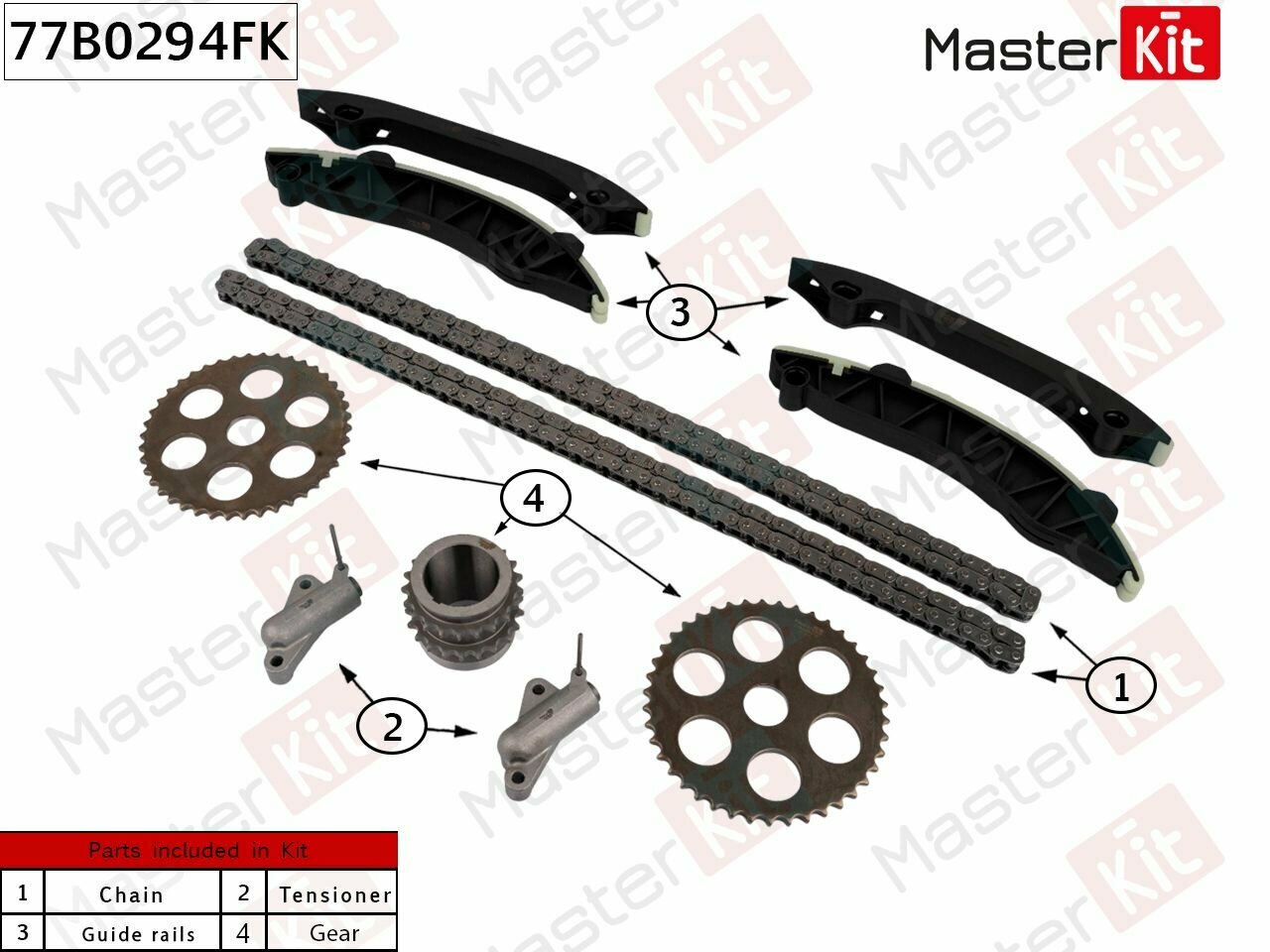 Комплект цепи ГРМ JEEP GRAND, CHEROKEE, IV WK2 10- 3.0 EXF MasterKit 77B0294FK