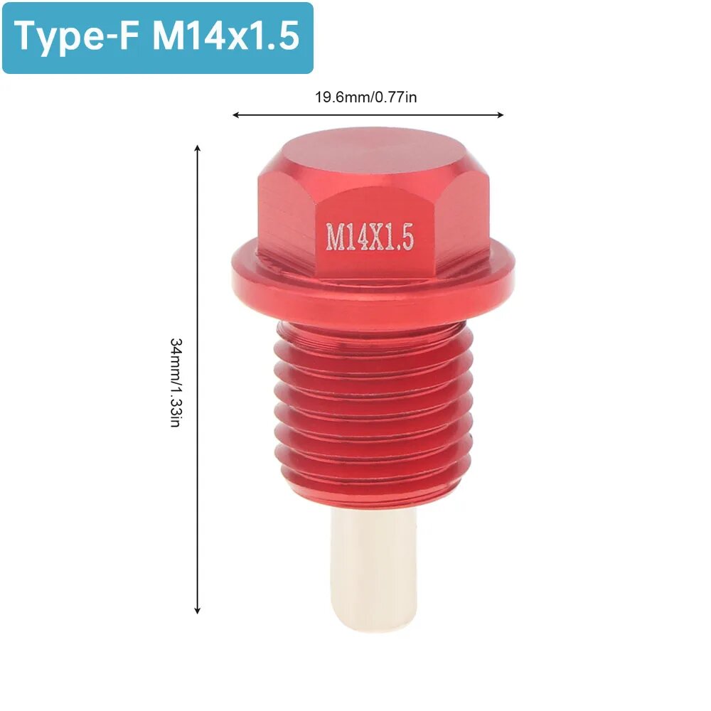 Магнитная пробка слива масла M14x1.5 Type-F Red